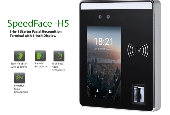 Facial recognition SPEEDFACE-H5 FACIAL READER DEVICE, Access control