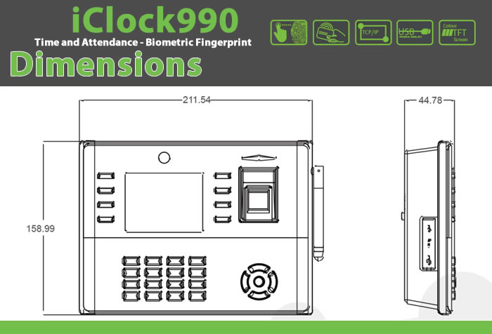 Access control ICLOCK990 BIOMETRIC FINGERPRINT READERS, TIME ATTENDANCE